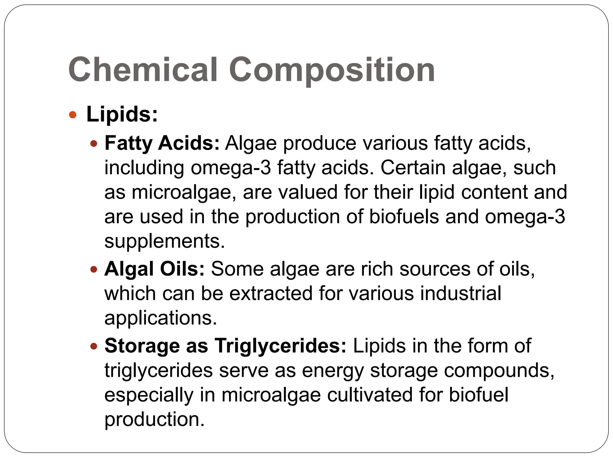 Chemical Composition of micro and macro Algae | PPTX