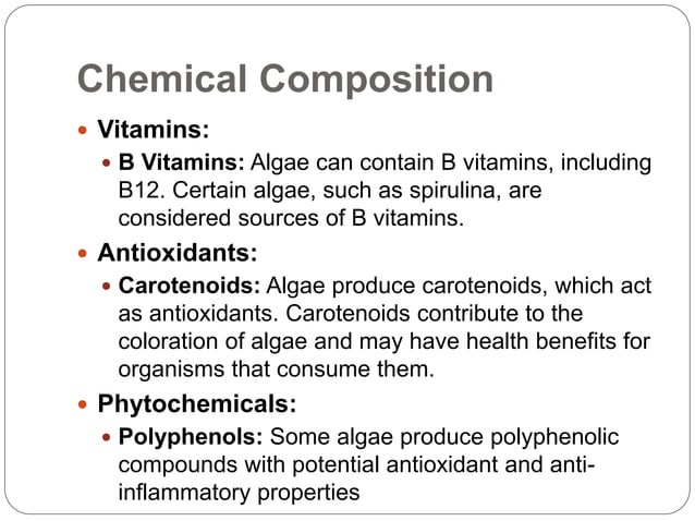 Chemical Composition of micro and macro Algae | PPTX | Chemistry | Science