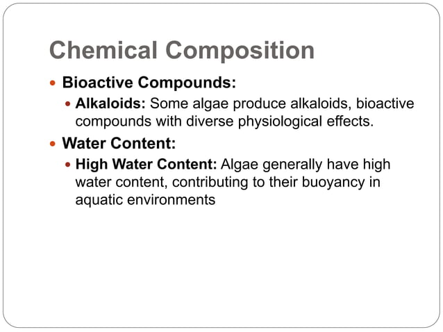 Chemical Composition of micro and macro Algae | PPTX | Chemistry | Science