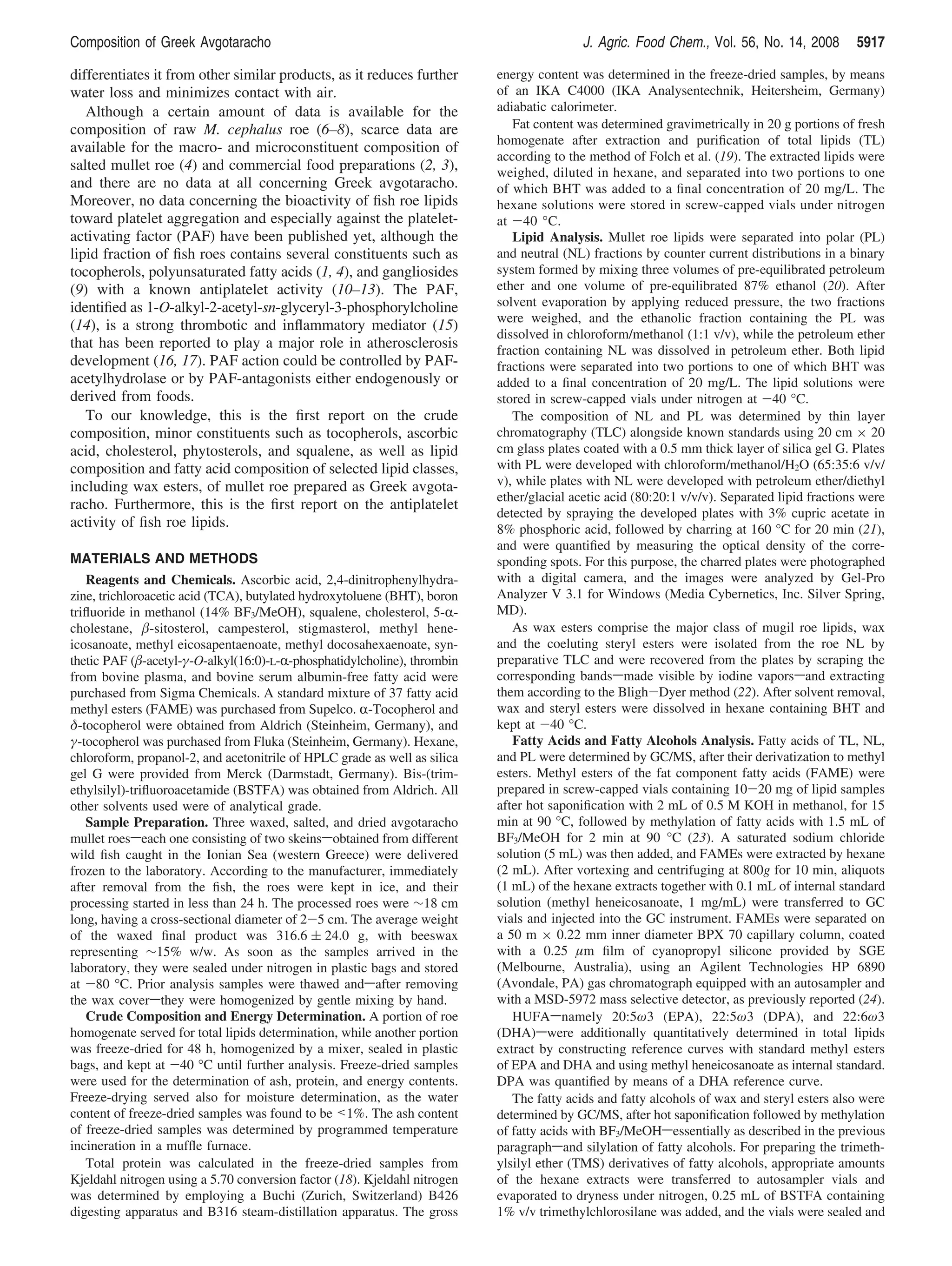 Chemical composition of greek mullet | PDF