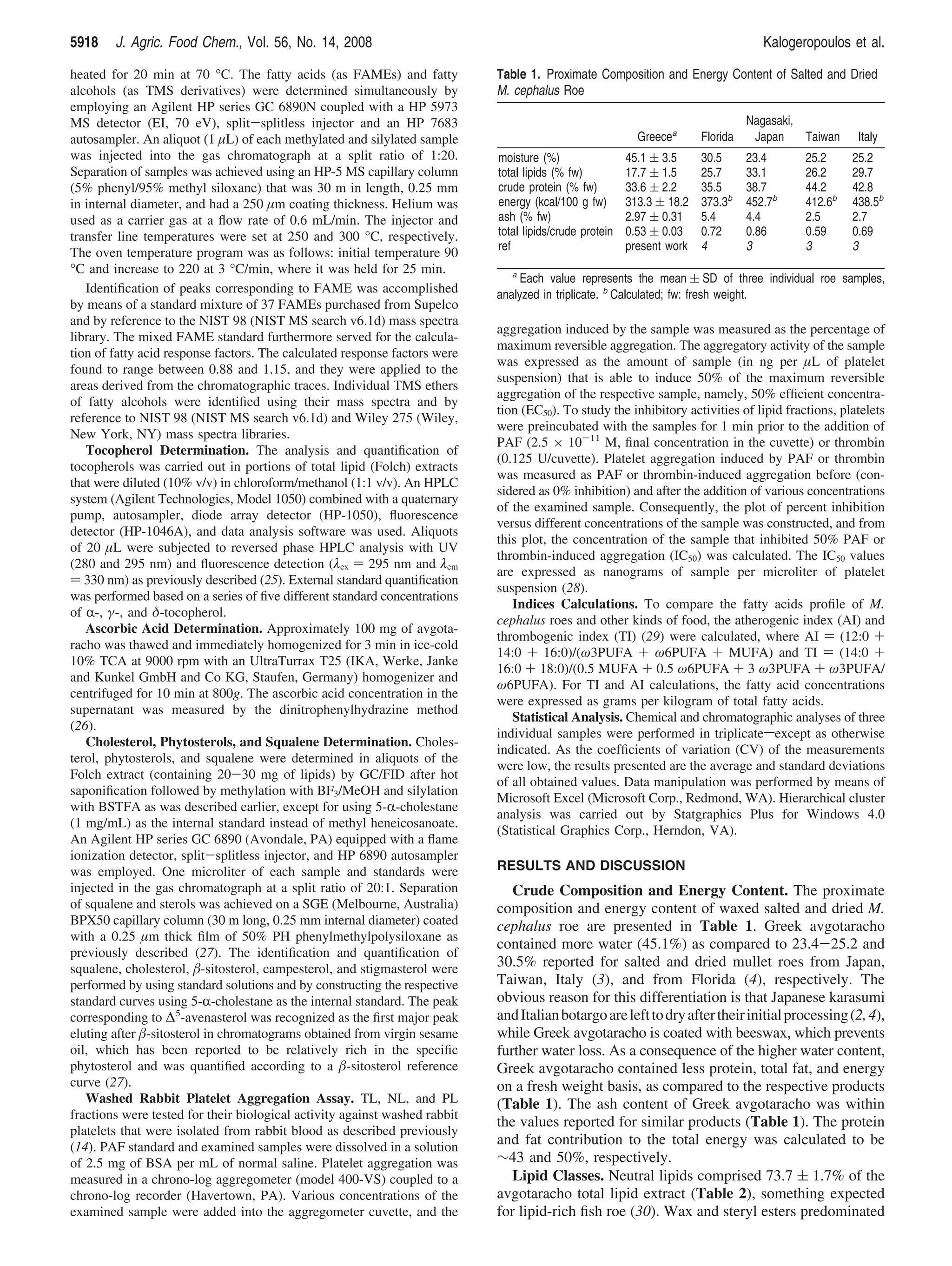 Chemical composition of greek mullet | PDF