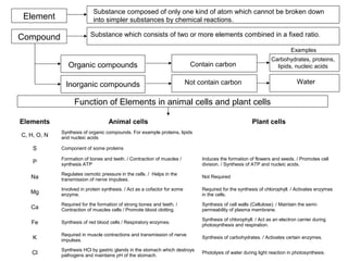 CHAPTER 4: 1.CHEMICAL COMPOSITION OF THE CELL | PPT