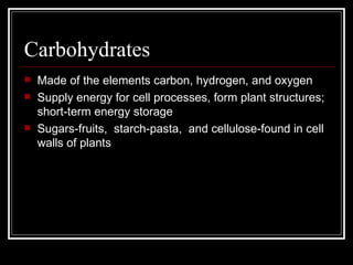 Chemical Compounds In Cells Power Point | PPT | Chemistry | Science