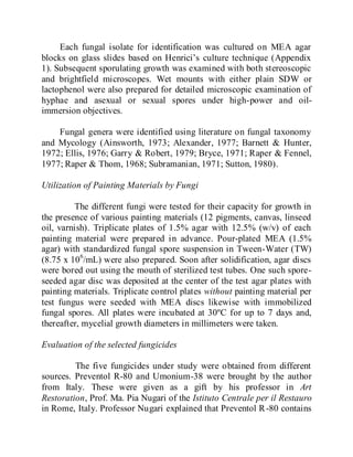 Chemical control of fungi infesting easel oil paintings at the ...