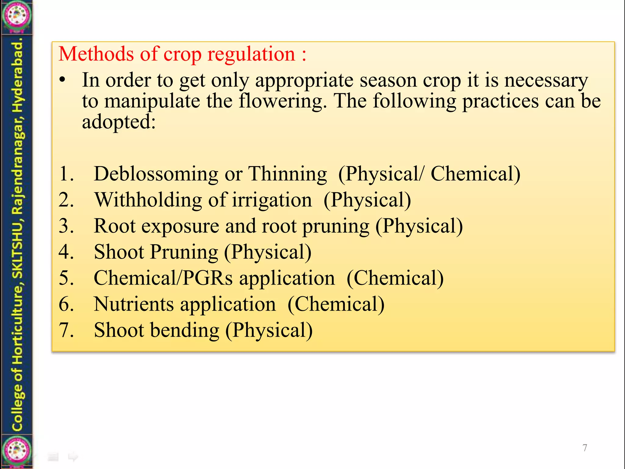 Chemical crop regulation by Y. Pooja | PPTX