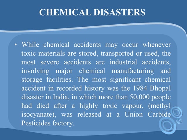 Chemical disasters | PPTX | Indoor Environmental Quality | Home & Garden