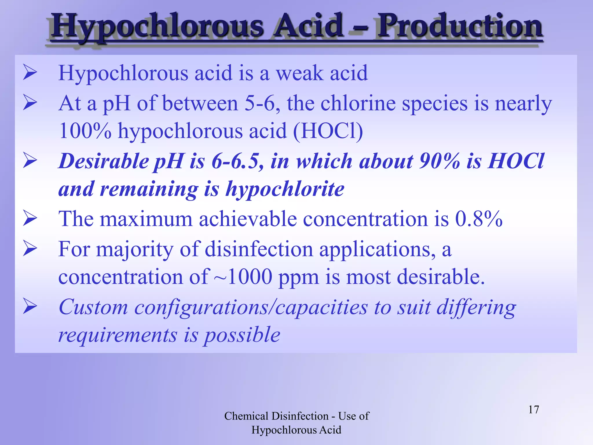 Chemical disinfection - use of hypochlorous acid | PPTX