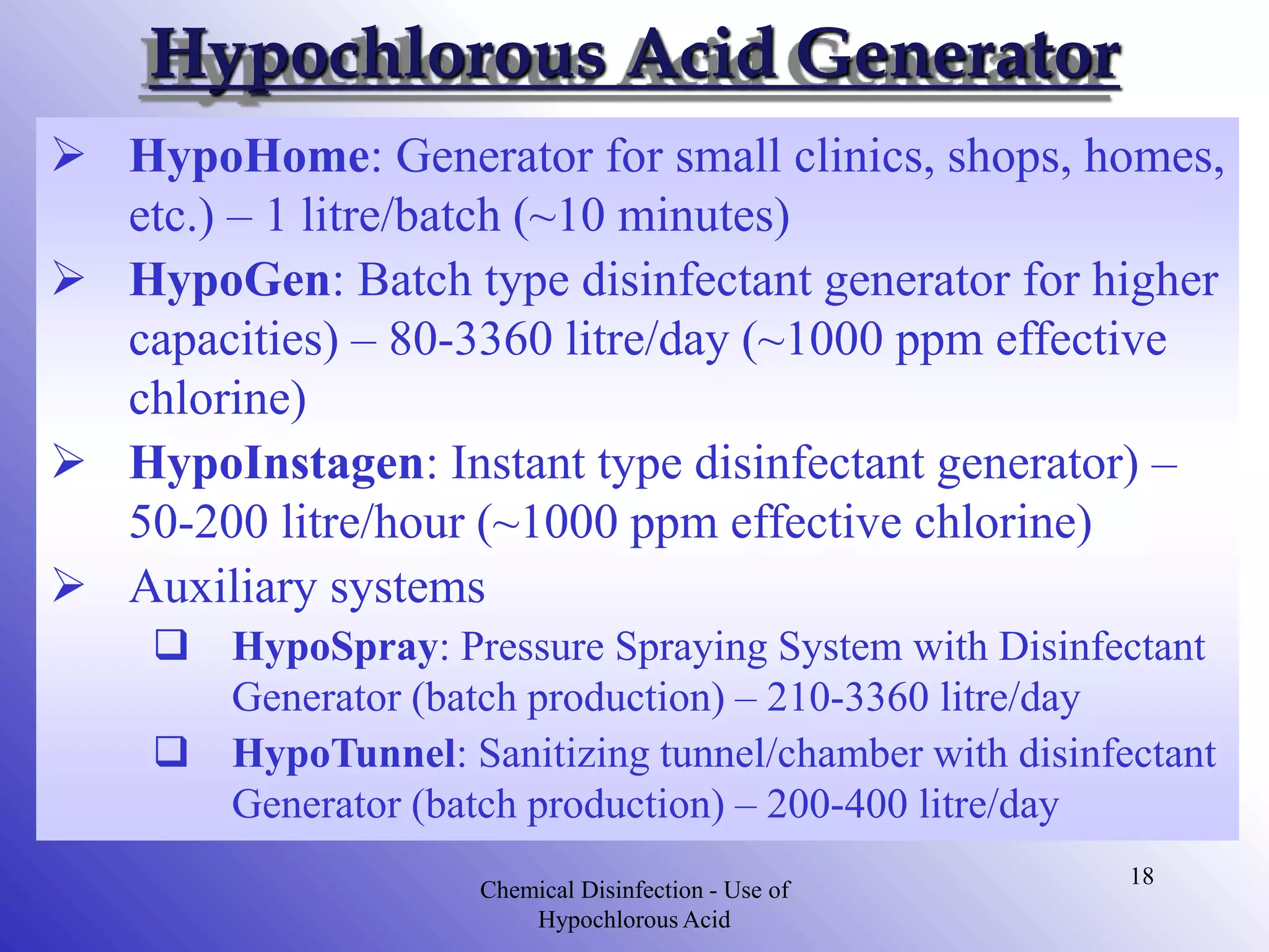 Chemical disinfection - use of hypochlorous acid | PPTX
