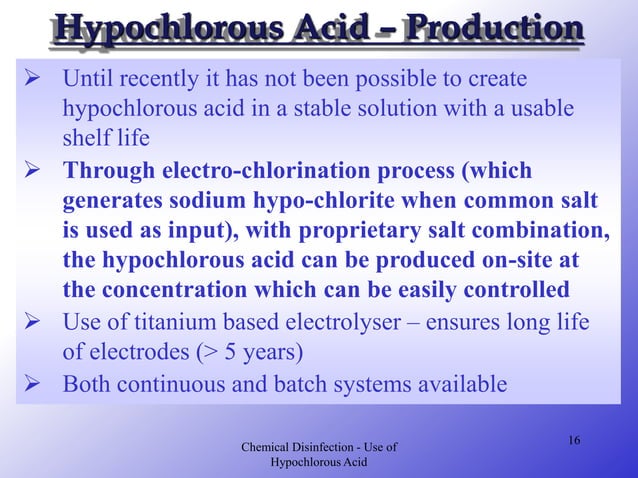 Chemical disinfection - use of hypochlorous acid | PPTX | Indoor ...