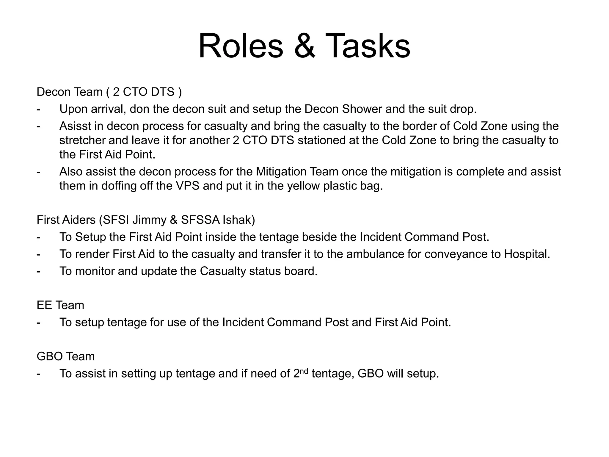 Chemical Drill - Setup plans & roles, responsibility | PPT