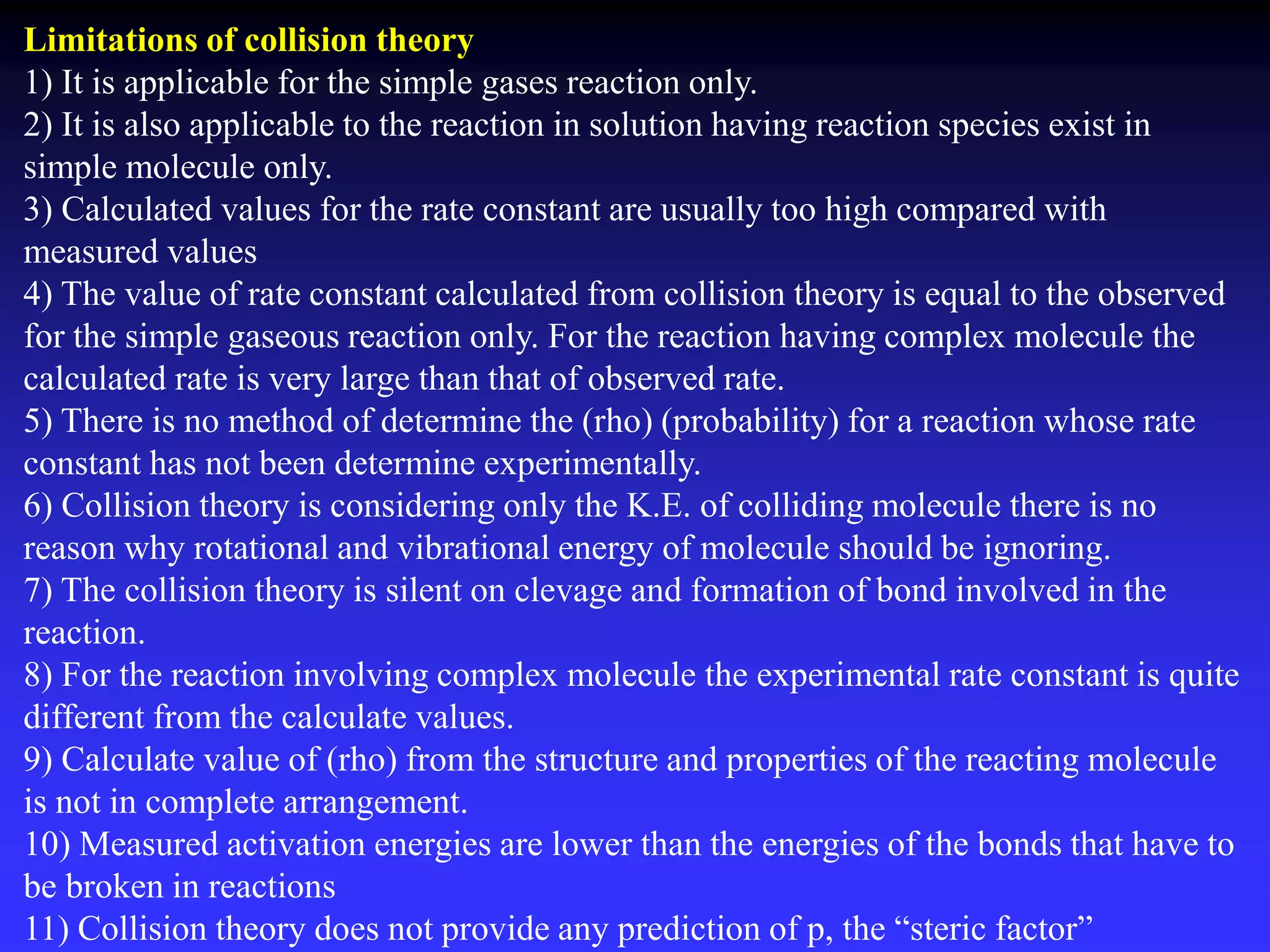 Chemical dynamics, intro,collision theory by dr. y. s. thakare | PPT