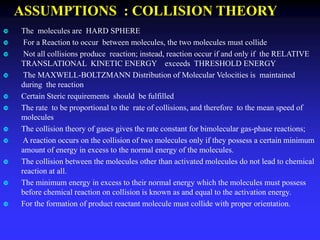 Chemical dynamics, intro,collision theory by dr. y. s. thakare | PPT