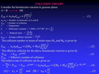 Chemical dynamics, intro,collision theory by dr. y. s. thakare | PPT