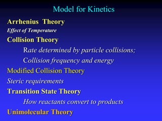 Chemical dynamics, intro,collision theory by dr. y. s. thakare | PPT