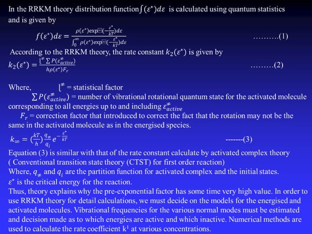 Chemical dynamics, intro,rrk, rrkm theory