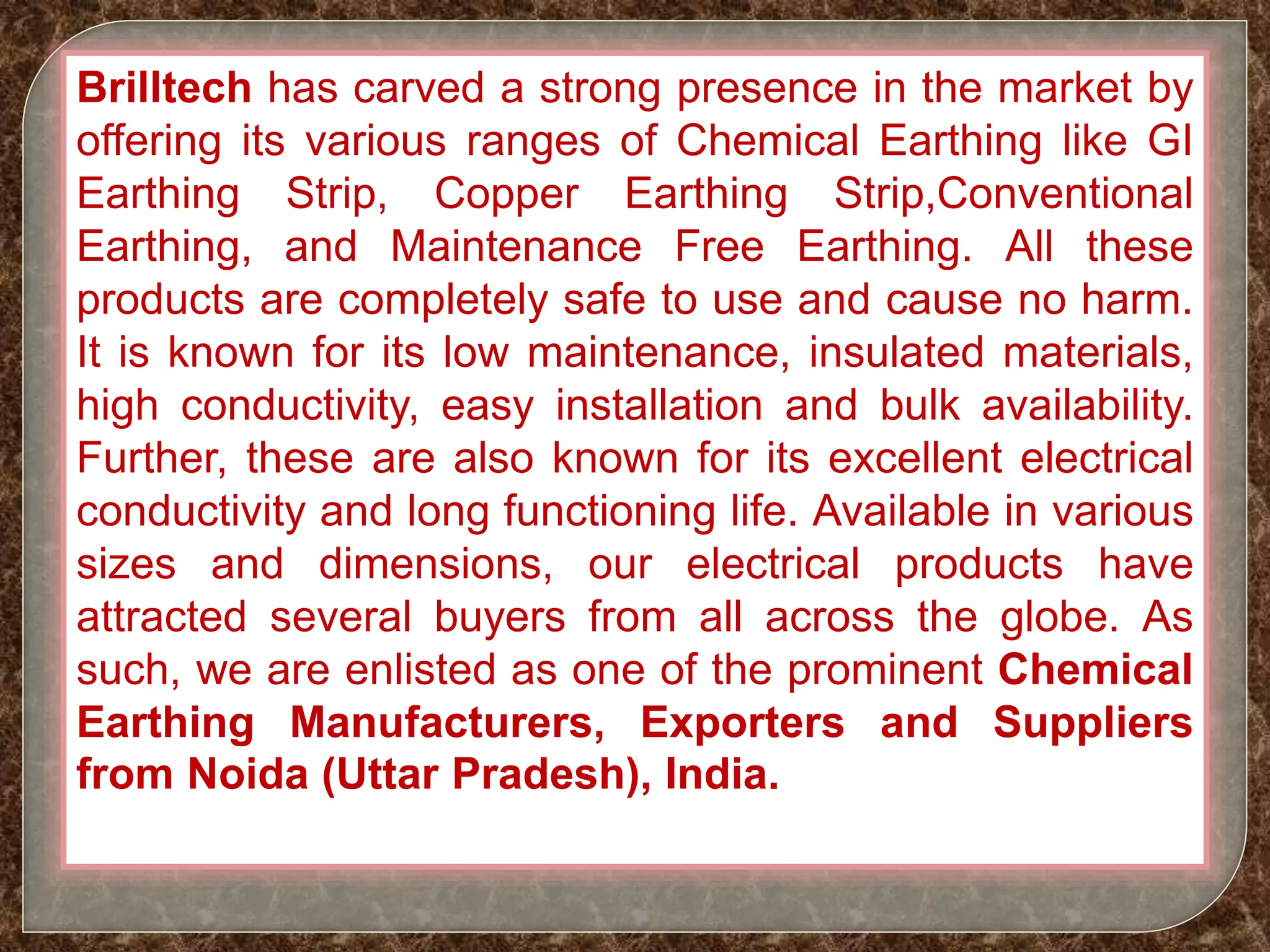 Chemical earthing solutions systems | PPTX