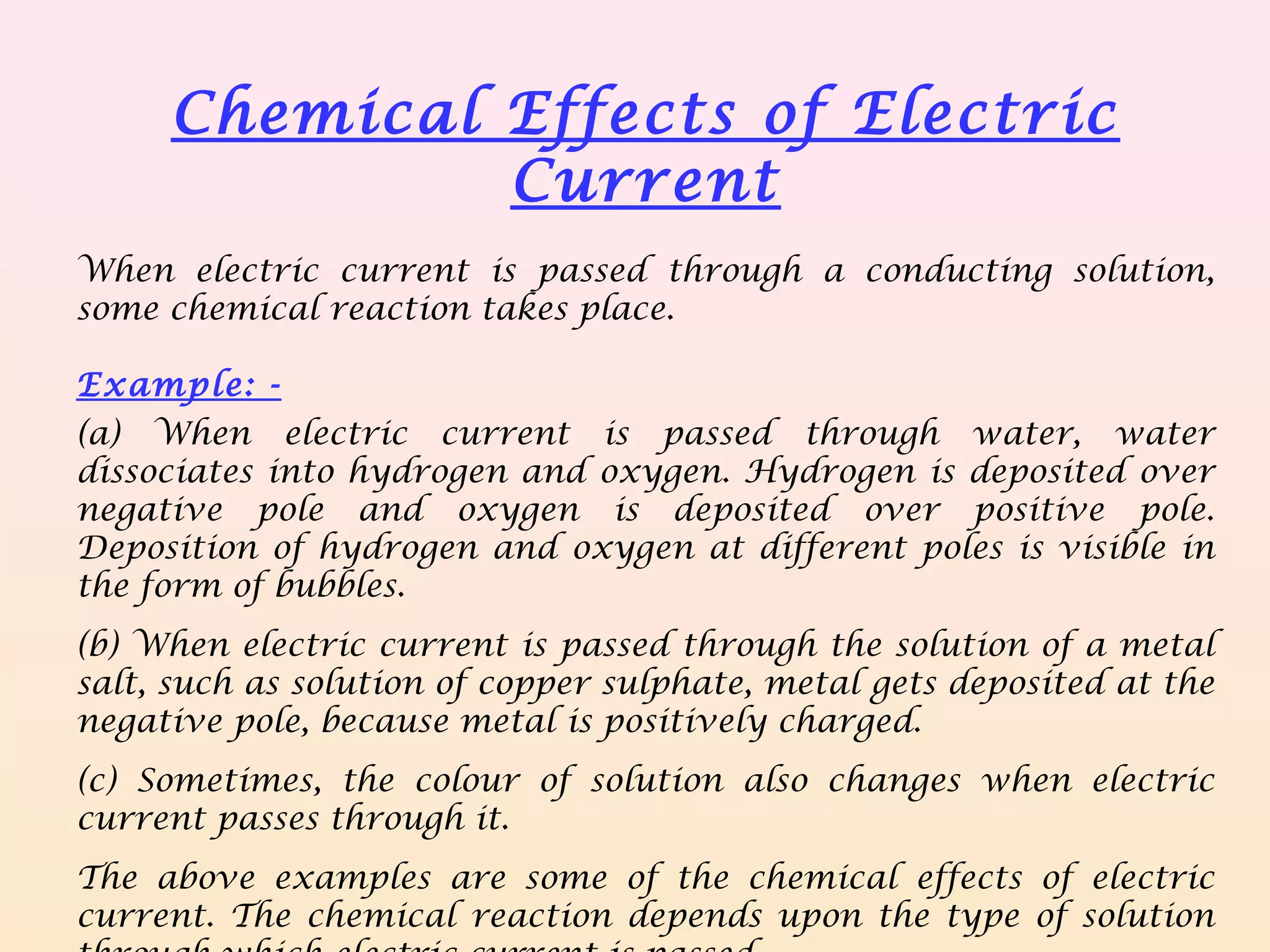 Chemical effects of electric current | PPT