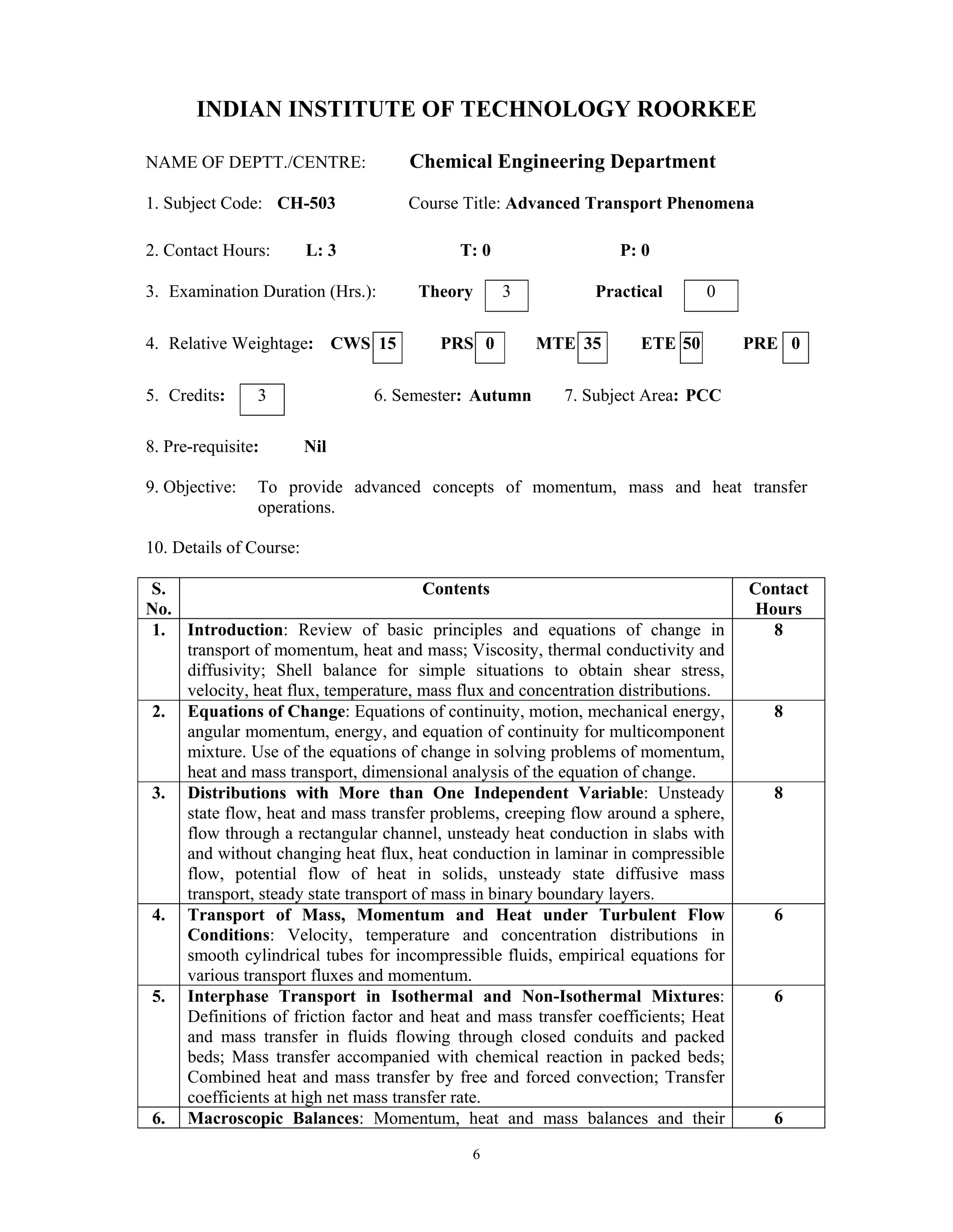 Chemical engineering iit roorkee copy | PDF