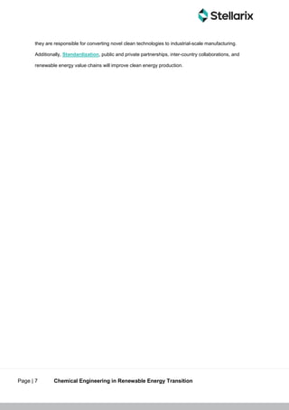 Chemical Engineering in Renewable Energy Transition | PDF