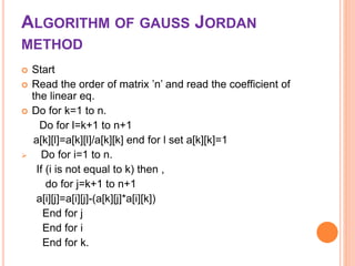 Gauss jordan and Guass elimination method | PPTX