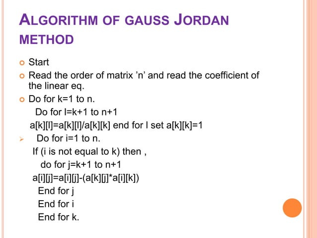 Gauss jordan and Guass elimination method | PPT