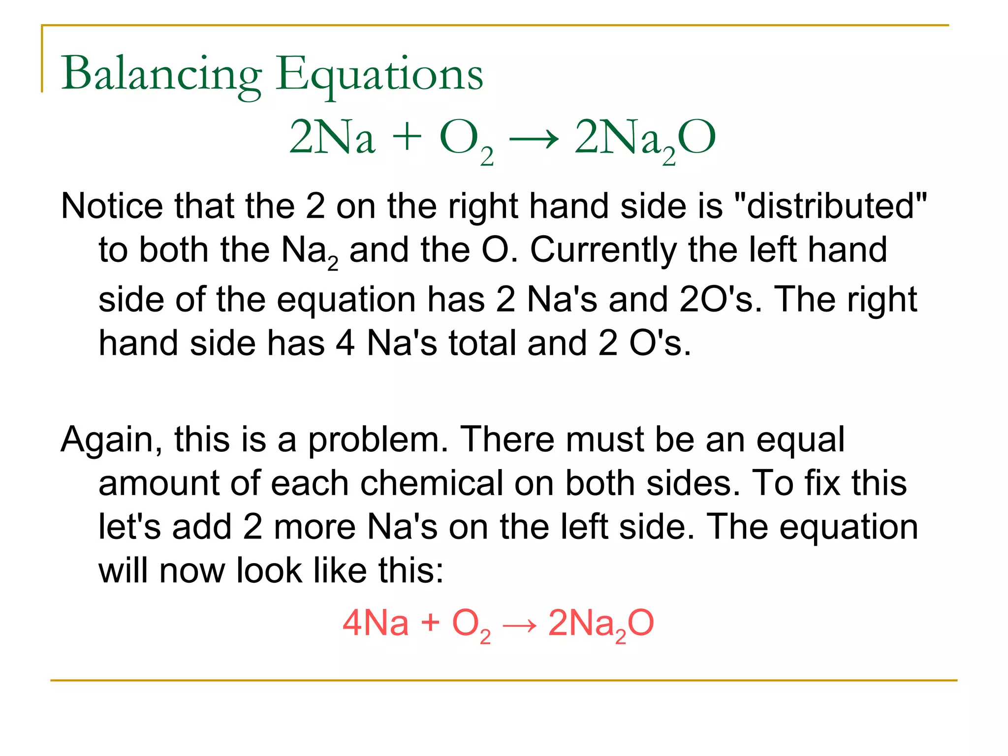 Balancing Chemical Equations | PPT