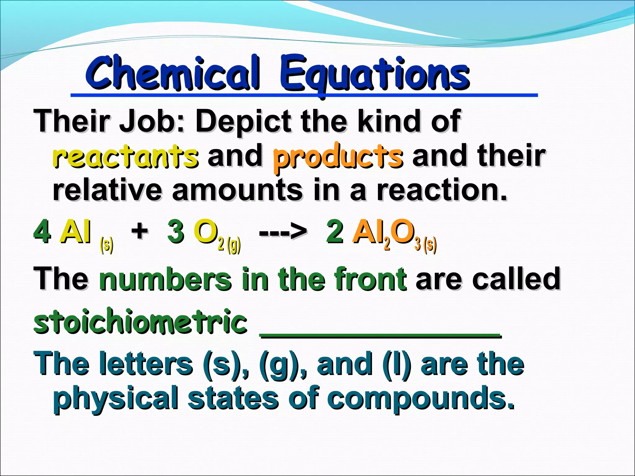 Chemical equations and reactions | PPT