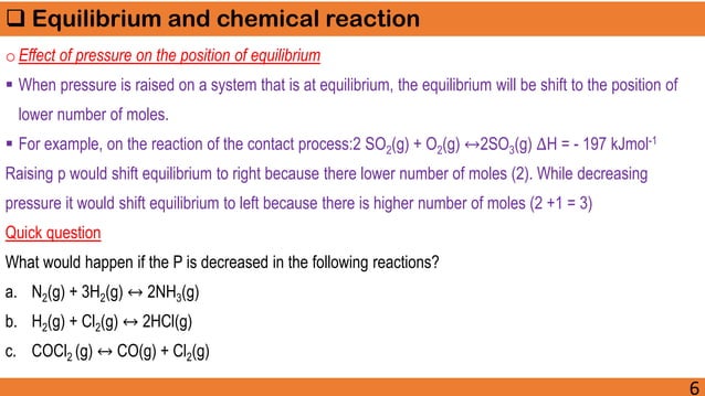 Chemical equilibrium: the factors affecting equilibrium | PDF