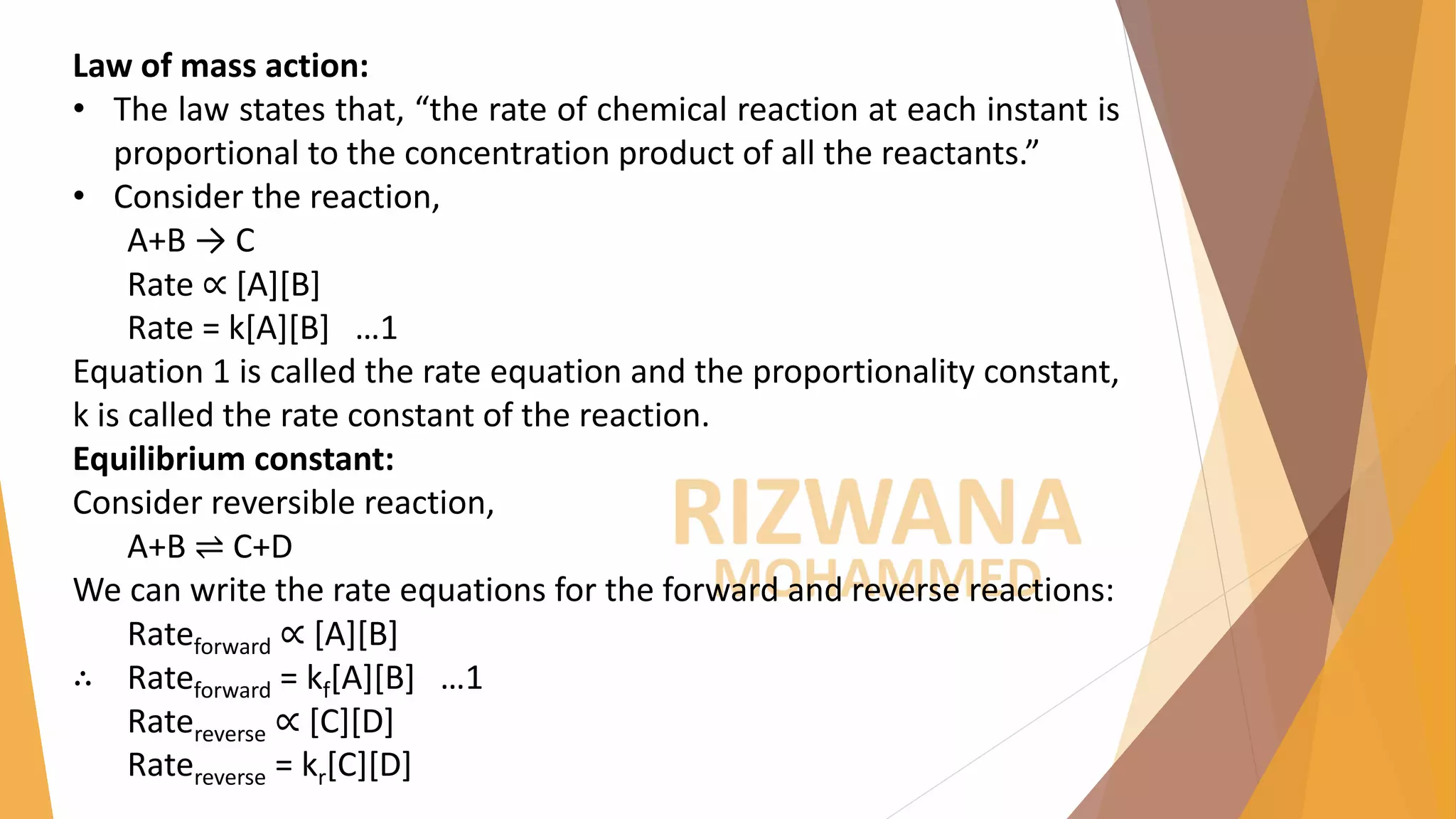 2nd Lecture on Chemical Equilibrium | Chemistry Part II | 11th Std | PPT
