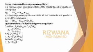 2nd Lecture on Chemical Equilibrium | Chemistry Part II | 11th Std | PPT