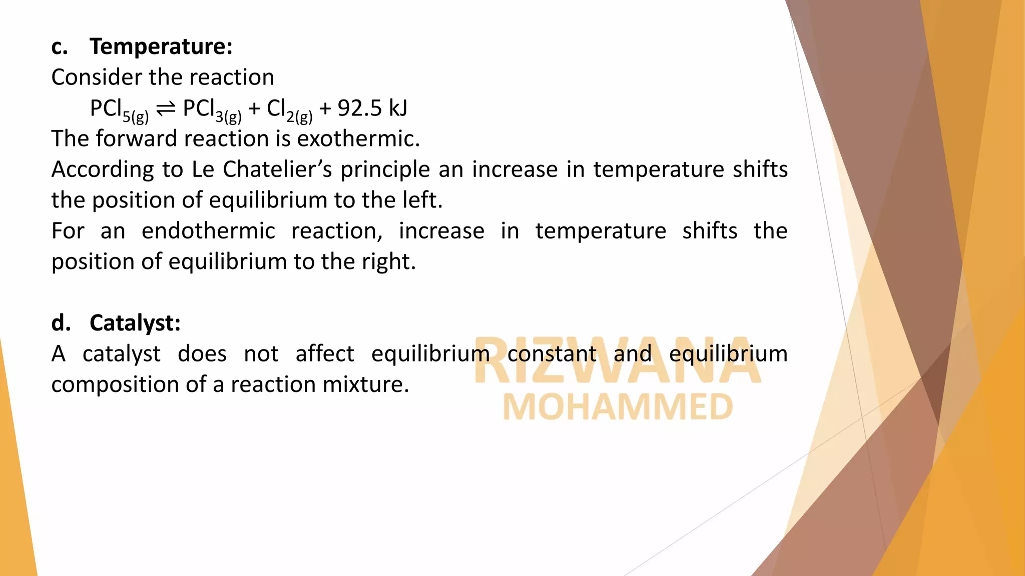 3rd Lecture on Chemical Equilibrium | Chemistry Part II | 11th Std | PPT