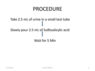 Chemical examination of urine | PPT