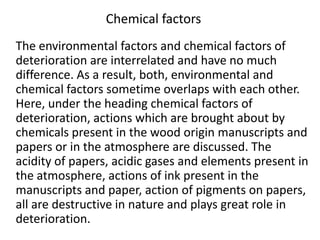 Chemical factors of deterioration of documents | PDF