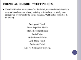 Chemical finishing in technical textile | PPTX