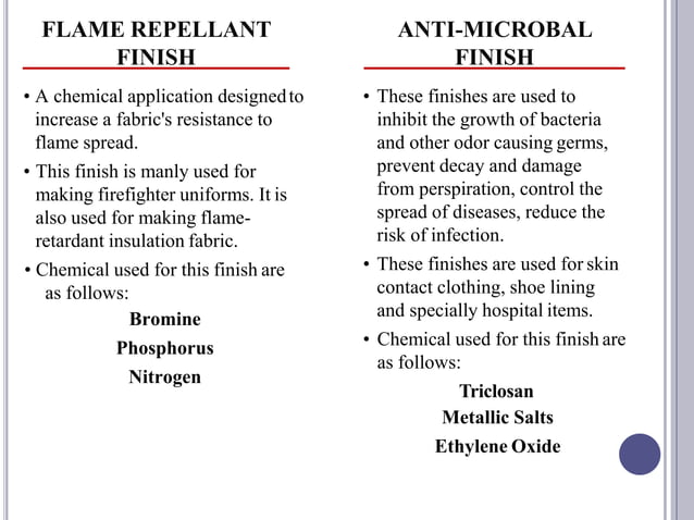 Chemical finishing in technical textile | PPTX | Needlework | Arts and ...