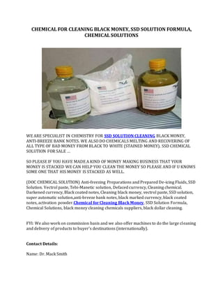 Chemical for cleaning black money, ssd solution formula, chemical ...