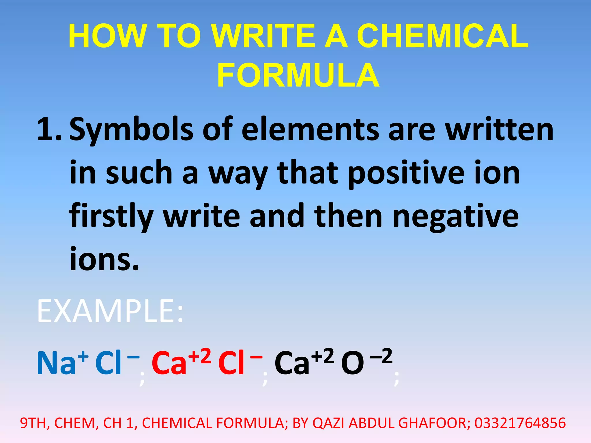 Chemical formula and how to write a chemical formula | PPT