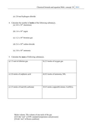 Mole Chemistry Formula