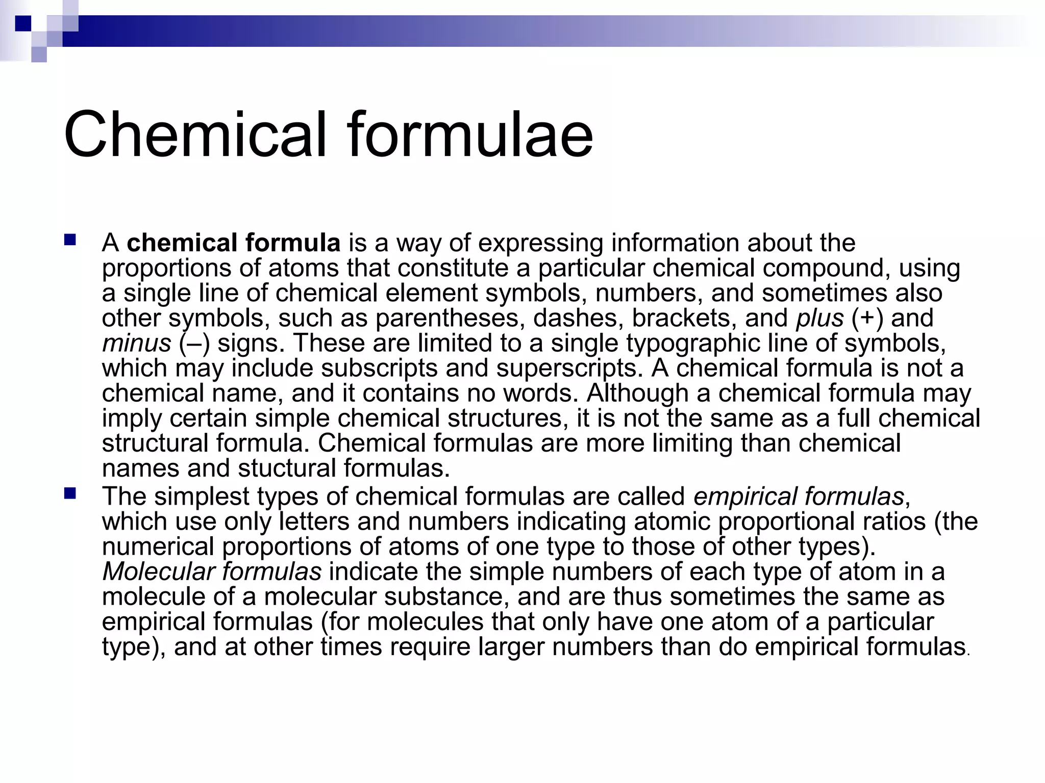 Chemical formulae and equations | PPT