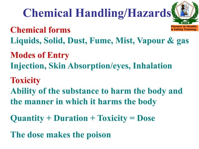 Chemical handling.ppt | Skin and Dermatology | Diseases and Conditions
