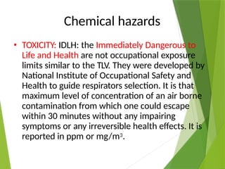 chemical hazards Unit IV for safety engineering | PPTX