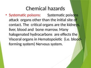 chemical hazards Unit IV for safety engineering | PPTX