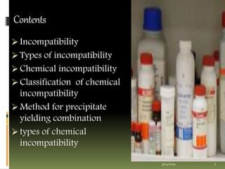 Chemical incompatibility of the drug | PPTX