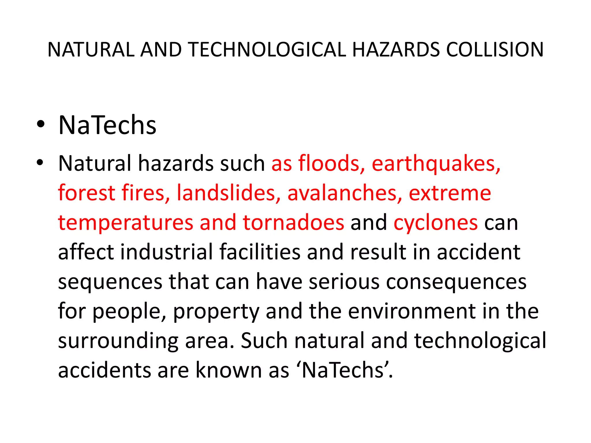 Chemical industrial disaster management secondary to natural disasters ...