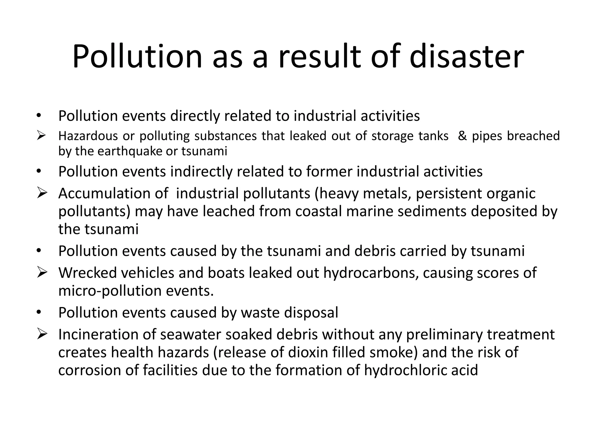 Chemical industrial disaster management secondary to natural disasters ...