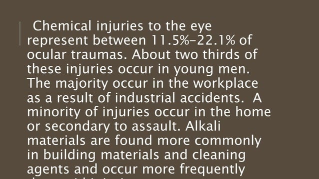 Chemical injury of the eye | PPTX | First Aid | Injuries