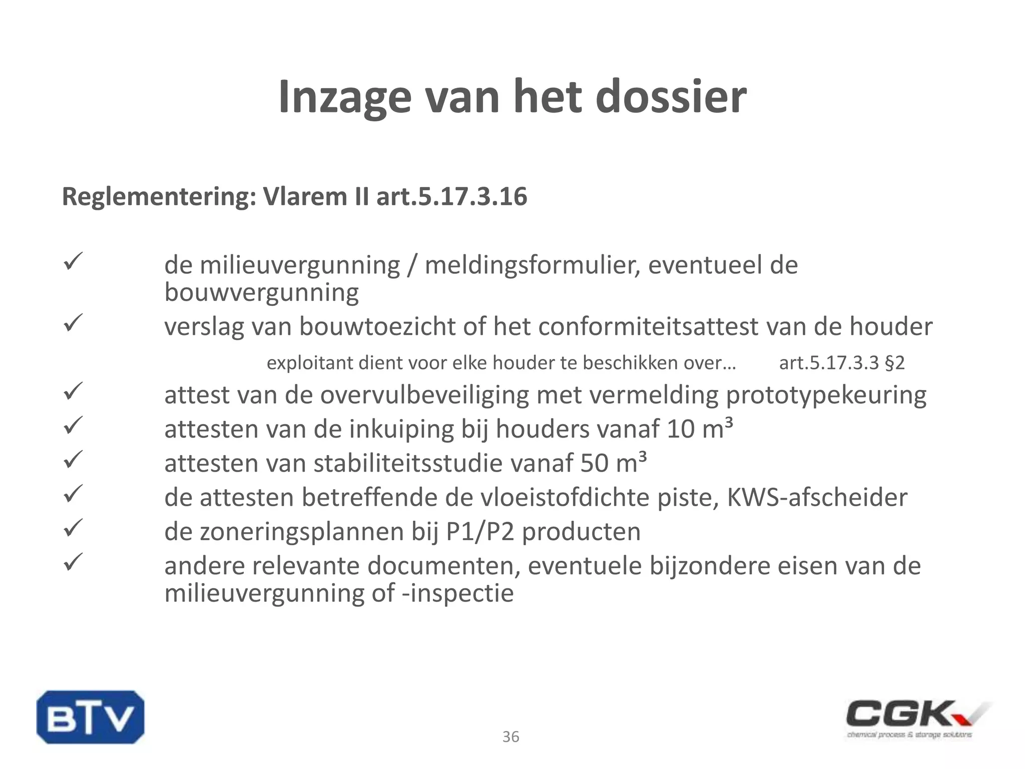 Chemicaliën opslagtanks volgens vlarem controle en ingebruikname ...