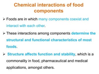Chemical interactions of food components emulsion, gelation, browning ...