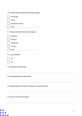 Chemical Inventory Template for Workplace Safety | PDF