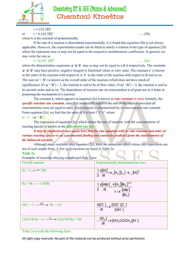 Rates of Chemical Reactions Chemical Kinetics class 12 Chemistry Free ...